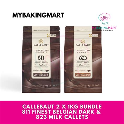 Callebaut 2 x 1kg Bundle - 811 Finest Belgian Dark, 823 Milk Chocolate ...