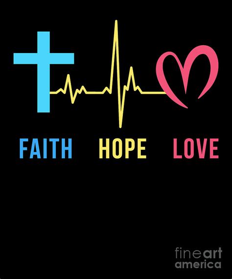 Faith Hope Love Christian Heartbeat Drawing By Noirty Designs Fine