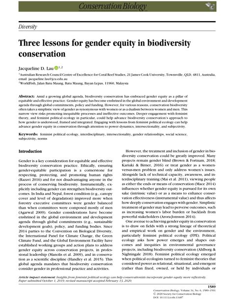 PDF Three Lessons For Gender Equity In Biodiversity Conservation