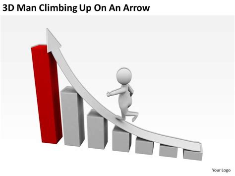 D Man Climbing Up On An Arrow Ppt Graphics Icons PowerPoint Slide