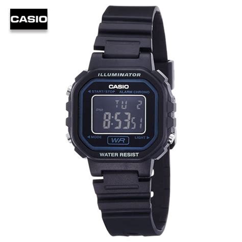 Velashop นาฬิกาข้อมือผู้หญิงคาสิโอ ดิจิตอล Casio Digital สายเรซิ่น สีดำ รุ่น La 20wh 1bdf La