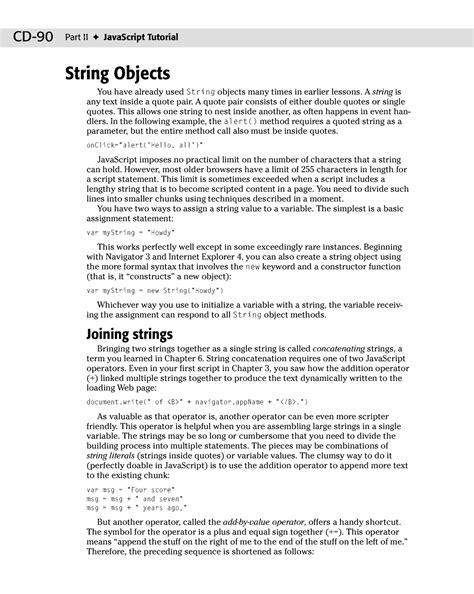 Java Script Tutorial Pdfdrive 9 Cd 90 Part Ii Javascript Tutorial String Objects You Have
