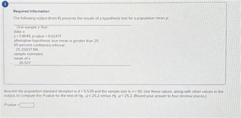 Solved Required Information The Following Output From R Chegg