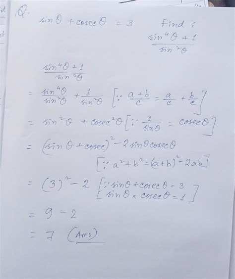 If sin theta cosec theta then find the value of sin⁴ theta sin² theta Brainly in