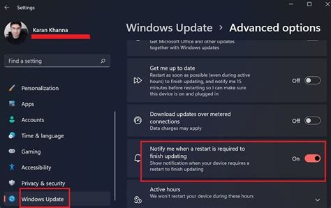 Disable Or Enable Update Restart Notification In Windows 11