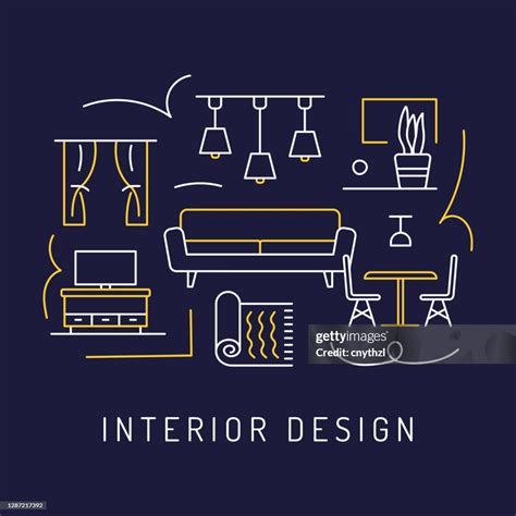 Home Decoration Concept Modern Line Art Icons Background Linear Style