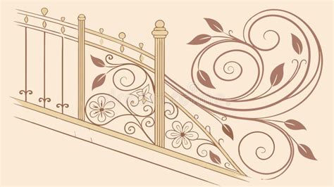 Ornate Wrought Iron Stair Railing Section Illustration Vector Design Generative Ai Stock Vector
