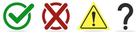 Check Mark Cross Exclamation Mark And Question Mark