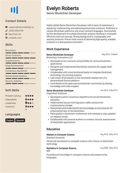 10 Senior Blockchain Developer Resume Examples And Templates For 2025