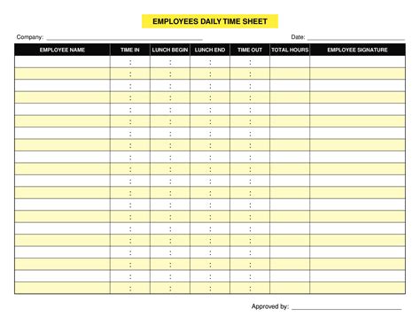 Daily Task Employee Task List Template