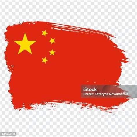 브러시 스트로크 배경 중화 인민 공화국의 국기 투명 한 바탕에 중국의 국기입니다 재고 벡터입니다 벡터 그림 Eps10입니다 광저우에 대한 스톡 벡터 아트 및 기타 이미지