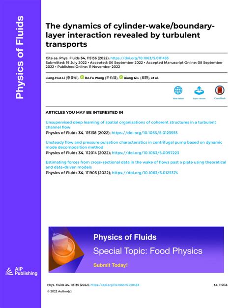Pdf The Dynamics Of Cylinder Wakeboundary Layer Interaction Revealed By Turbulent Transports