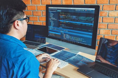 Developing Programmer Development Website Design And Coding Technologies Working In Software
