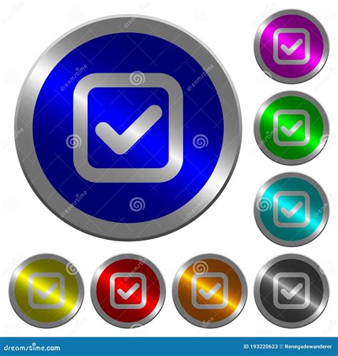 Round Red Checkbox With Checkmark Cross Badge Or Sticker Cartoon Vector CartoonDealer Com