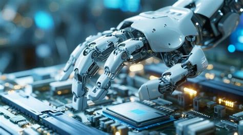Premium Photo Advanced Robotic Arm Engaged In Precision Assembly Of