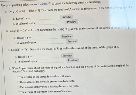 Solved Jse Your Graphing Calculator Or Desmos 7 To Graph Chegg Com