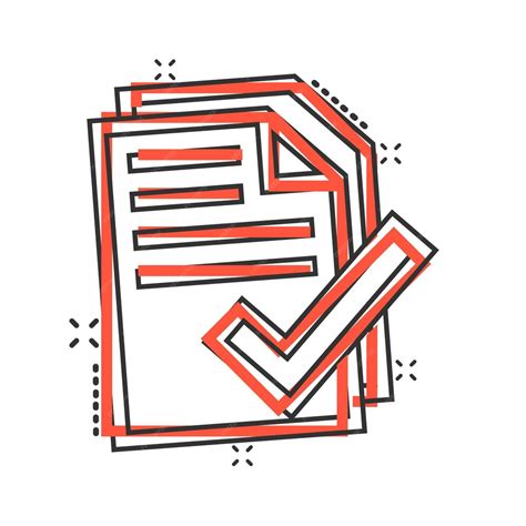만화 스타일에서 문서 검사 목록 아이콘 격리 된 흰색 배경 종이 시트 스플래시 효과 비즈니스 개념에 만화 벡터 일러스트 보고서 프리미엄 벡터