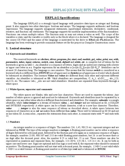 language specifications pdf data type parameter computer
