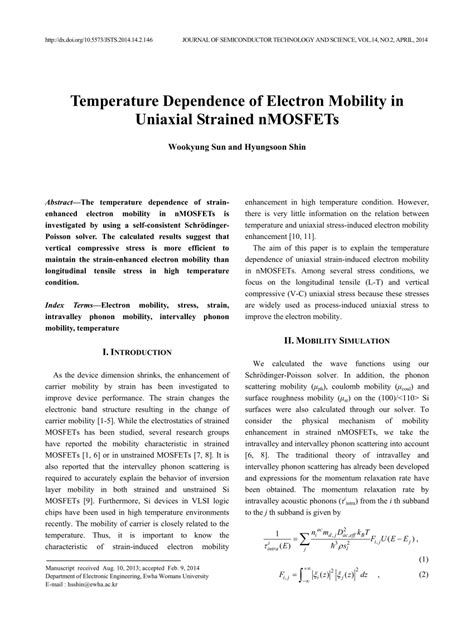 Pdf Temperature Dependence Of Electron Mobility In Uniaxial Strained
