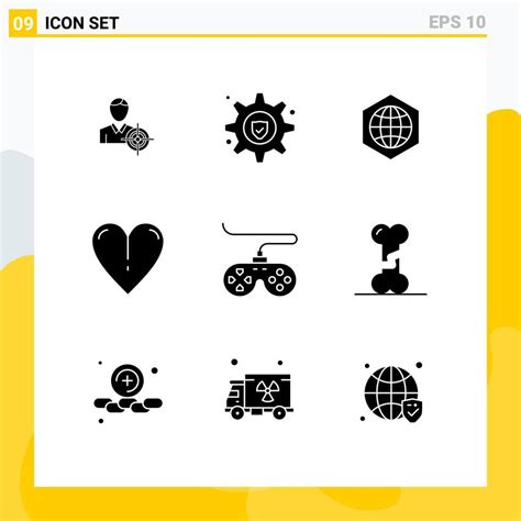 Set Of 9 Modern Ui Icons Symbols Signs For Joystick Device Global