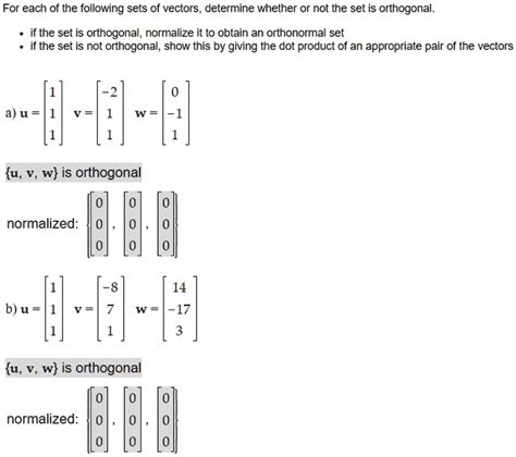 Solved For Each Of The Following Sets Of Vectors Determine Whether Or