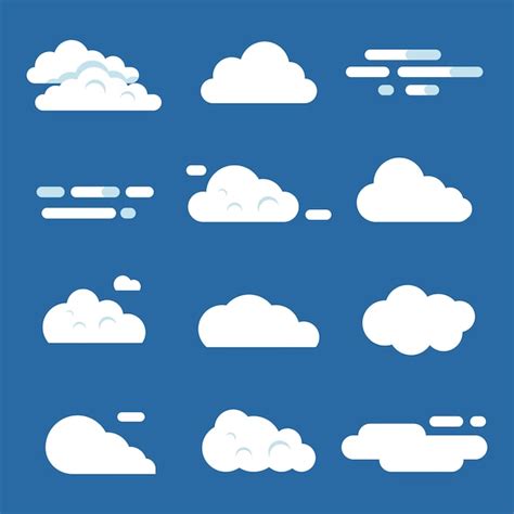 Premium Vector Flat Cloud Set Isolated