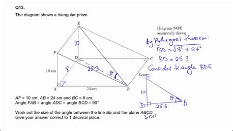 Edexcel Igcse Maths Revision Booklet 2 Q13 14 Trigonometry And Pythagoras In 3d Youtube