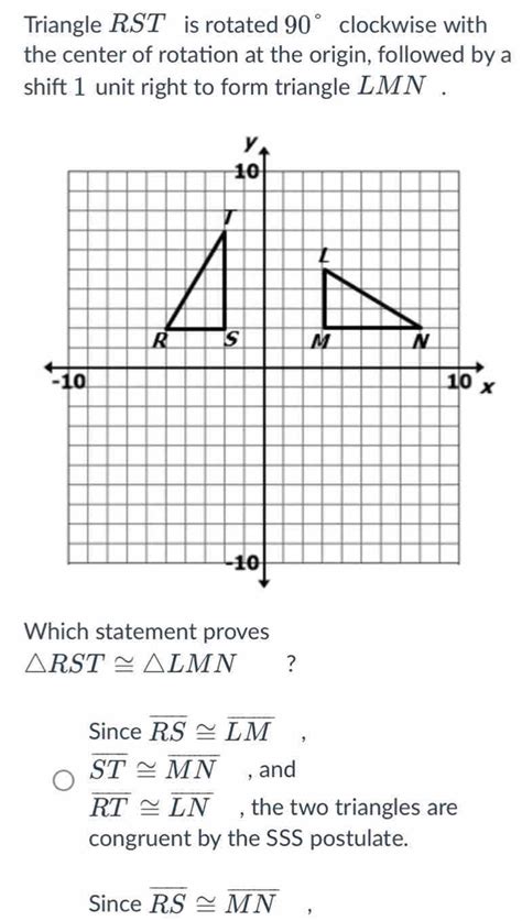 Triangle Rst Is Rotated 90° Clockwise With The Center Of Rotation At