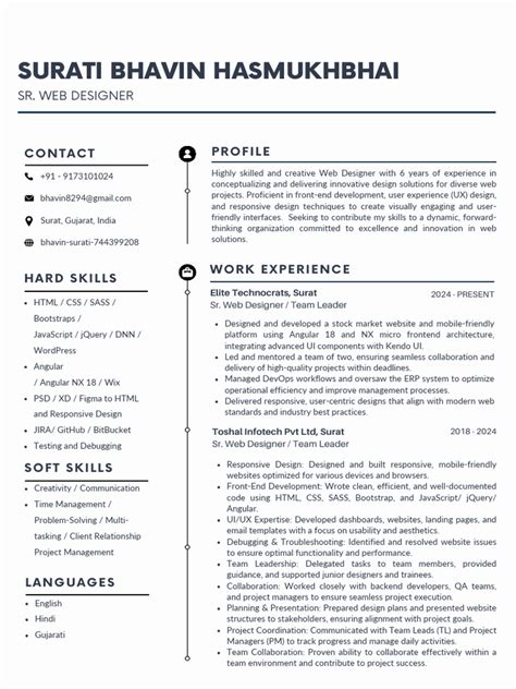 Bhavinsuratiresume2025 Pdf Web Design Bootstrap Front End