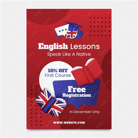 Free Vector English Lessons Poster Template