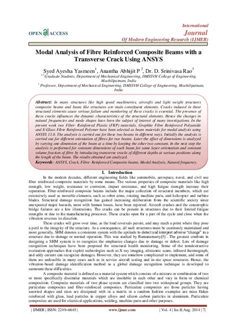Pdf Modal Analysis Of Fibre Reinforced Composite Beams With A Transverse Crack Using Ansys