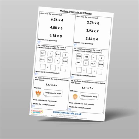 Year 6 Multiply Decimals By Integers Reasoning And Problem Solving