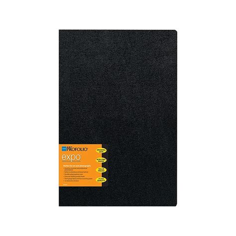 Art Profolio Expo 11w X 17l Solid Cover Presentation Book Black