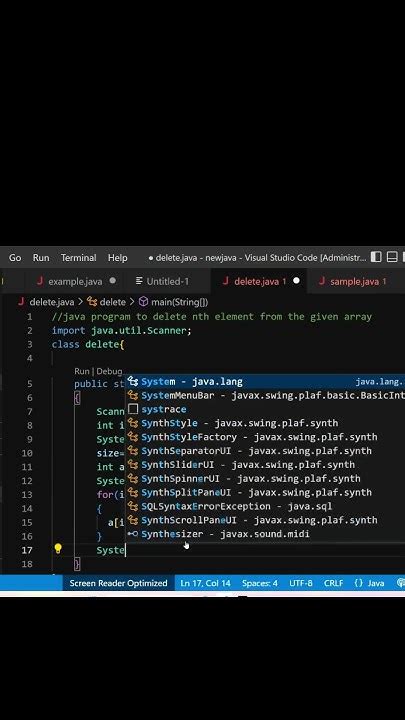 java program to delete the nth element from the given array java
