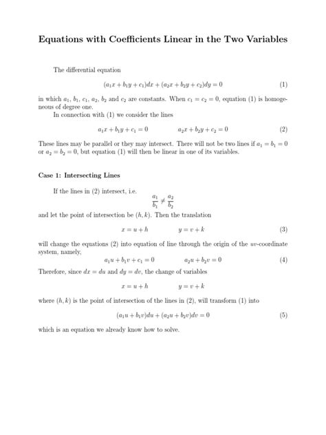 13 Equations With Coeficients Linear In The Two Variables Pdf