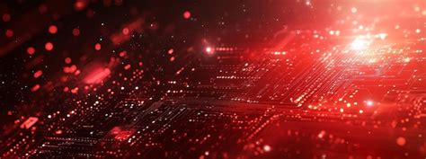 Abstract Red Circuit Board With Bokeh Lights Premium Ai Generated Image
