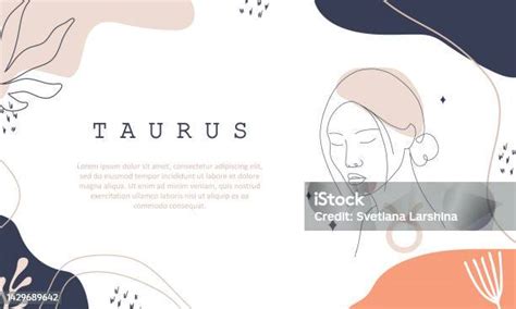 황소 자리 조디악 기호 한 줄 그리기 추상적 인 여성 얼굴을 가진 점성술 아이콘 수수께끼와 난해한 윤곽선 배경 점성술 수평 배너