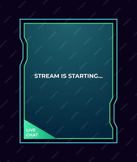 게이머 브로드캐스트를 위한 라이브 스트림 인터페이스 오버레이 프레임 게임 스트리밍 벡터를 위한 사이버 허드 스크린 패널 디자인