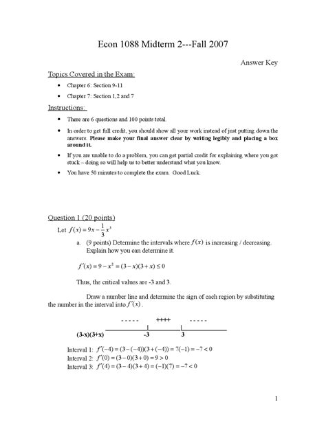 Solution Of Midterm Exam 2 Fall 2007 Econ 1088 Docsity