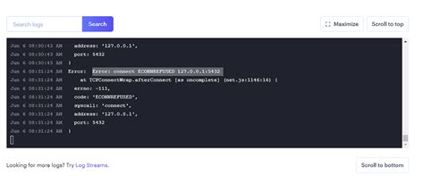 postgres database connection econnrefused render