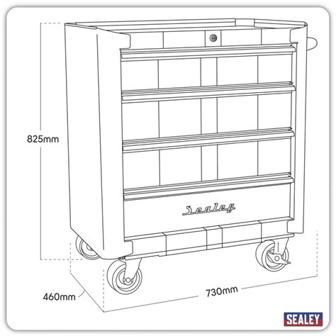 Rollcab 4 Drawer Retro Style Blue With White Stripes Mdtools