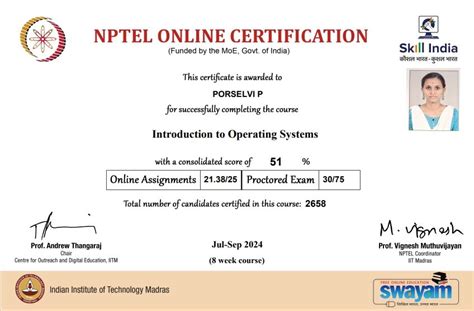porselvi p on linkedin operatingsystem nptel coursecompletion