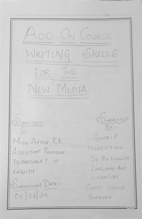 Add On Course Assignment Date Add On Course Writing Skills For The