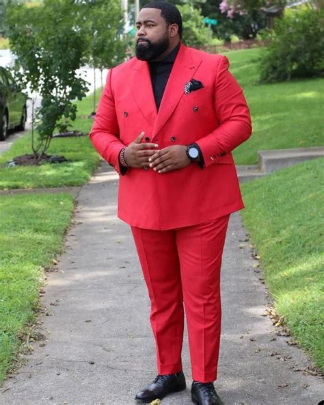 Plus Size Red Blazer Sets 2 Pc Coat Pants Male Suit Costume Homme For