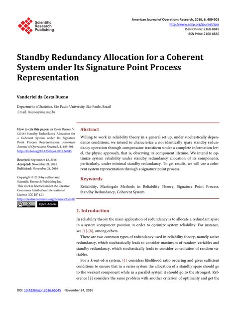 pdf standby redundancy allocation for a coherent system under its