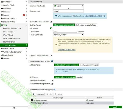 Cấu Hình Ssl Vpn Web Tunnel Mode Trên Fortigate