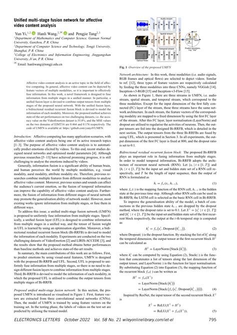 Pdf Unified Multi‐stage Fusion Network For Affective Video Content Analysis