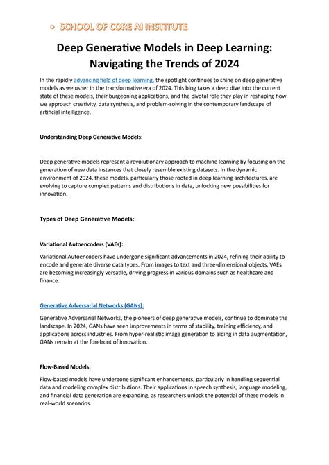 deep generative models in deep learning navigating the trends of 2024