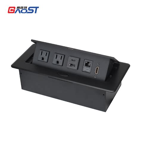 Desktop Embedded Pop Up Socket 2 Us Outlets With Cat6 Hdmi Table Pop Up Socket