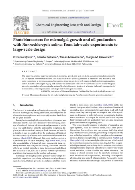 Pdf Photobioreactors For Microalgal Growth And Oil Production With Nannochloropsis Salina